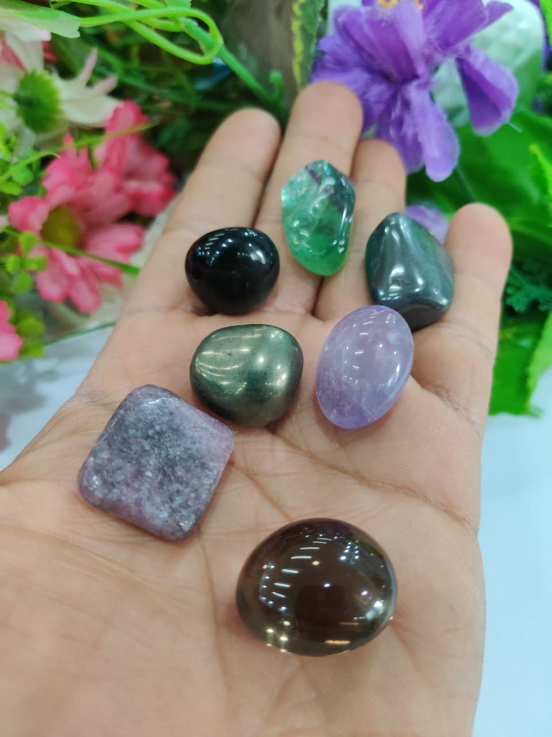 Crystal Tumble Stone Set for Double EMF Protection Fluorite | Etsy