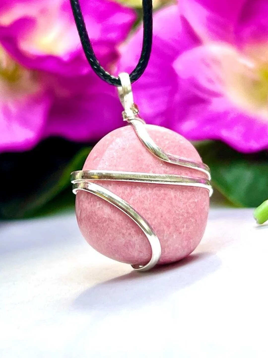 Wire Wrapped Thulite Tumbled Stone Pendant Crystal Pendant, Tumbled ...