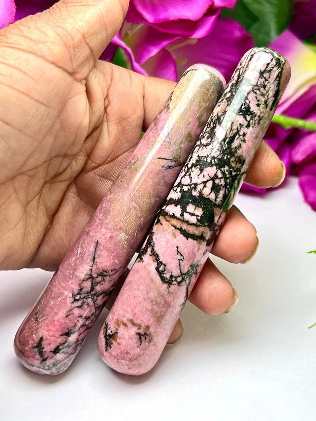 Rhodonite Stone 4 INCH Crystal Massage Wand - Etsy