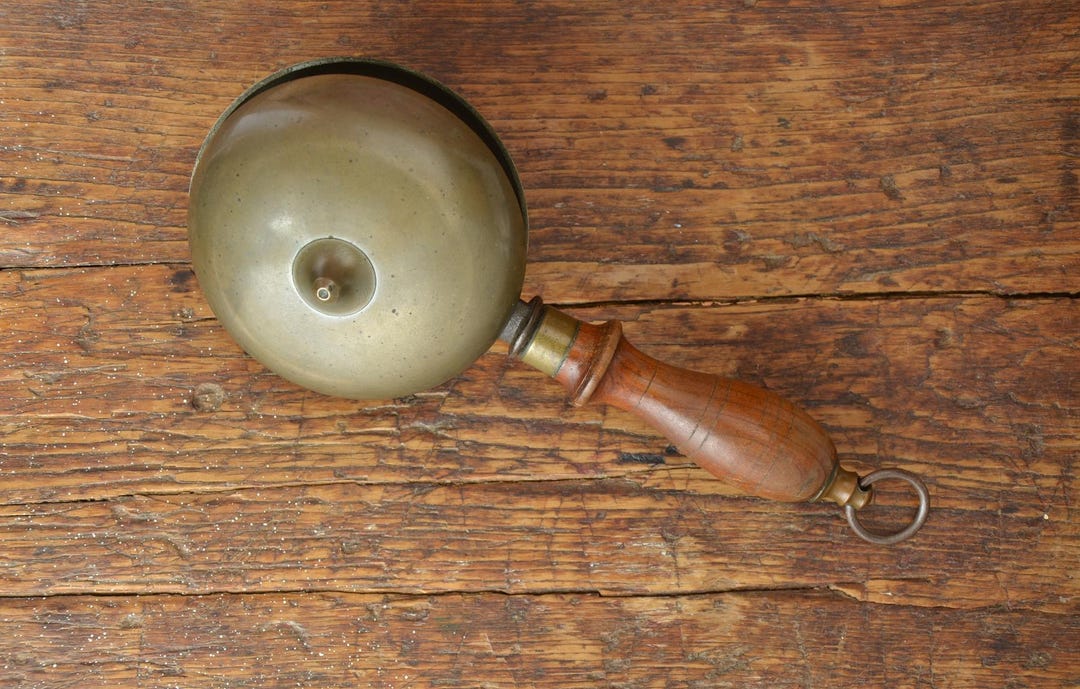 Antique Handheld Brass Bell - Etsy