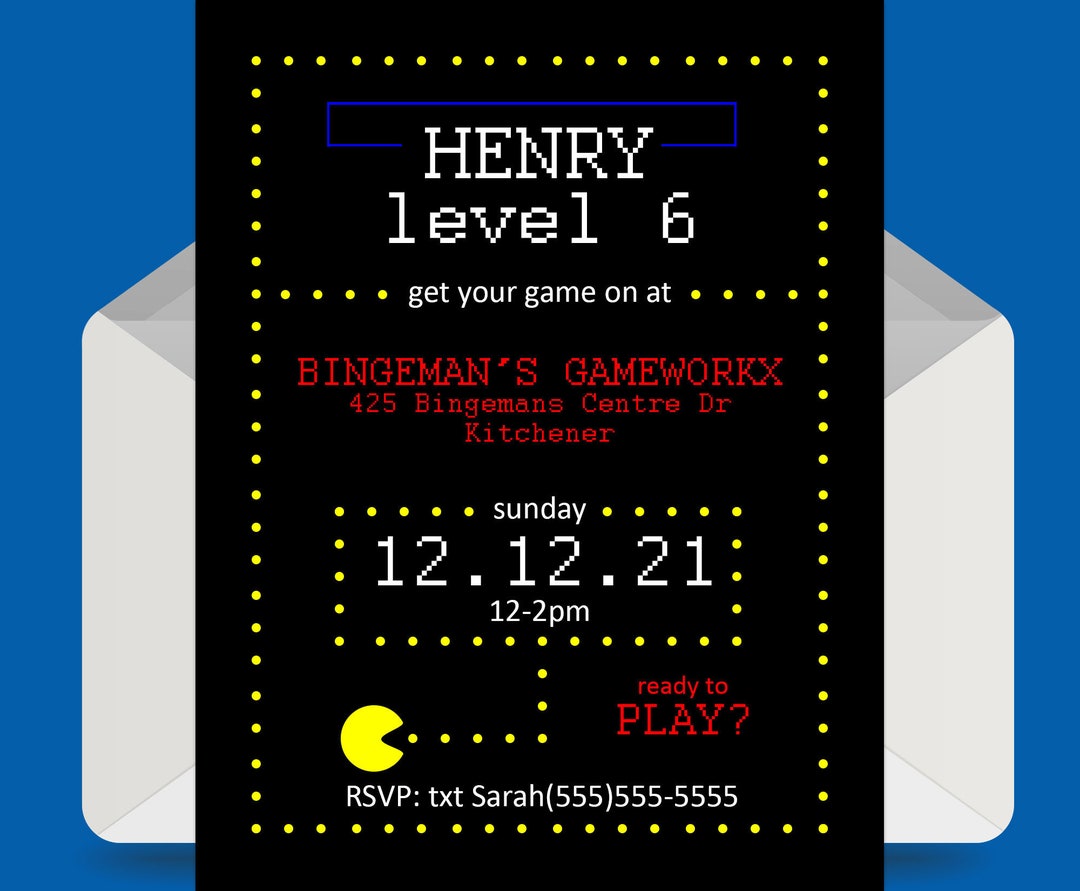 Pacman Birthday Invitation Digital Download - Etsy