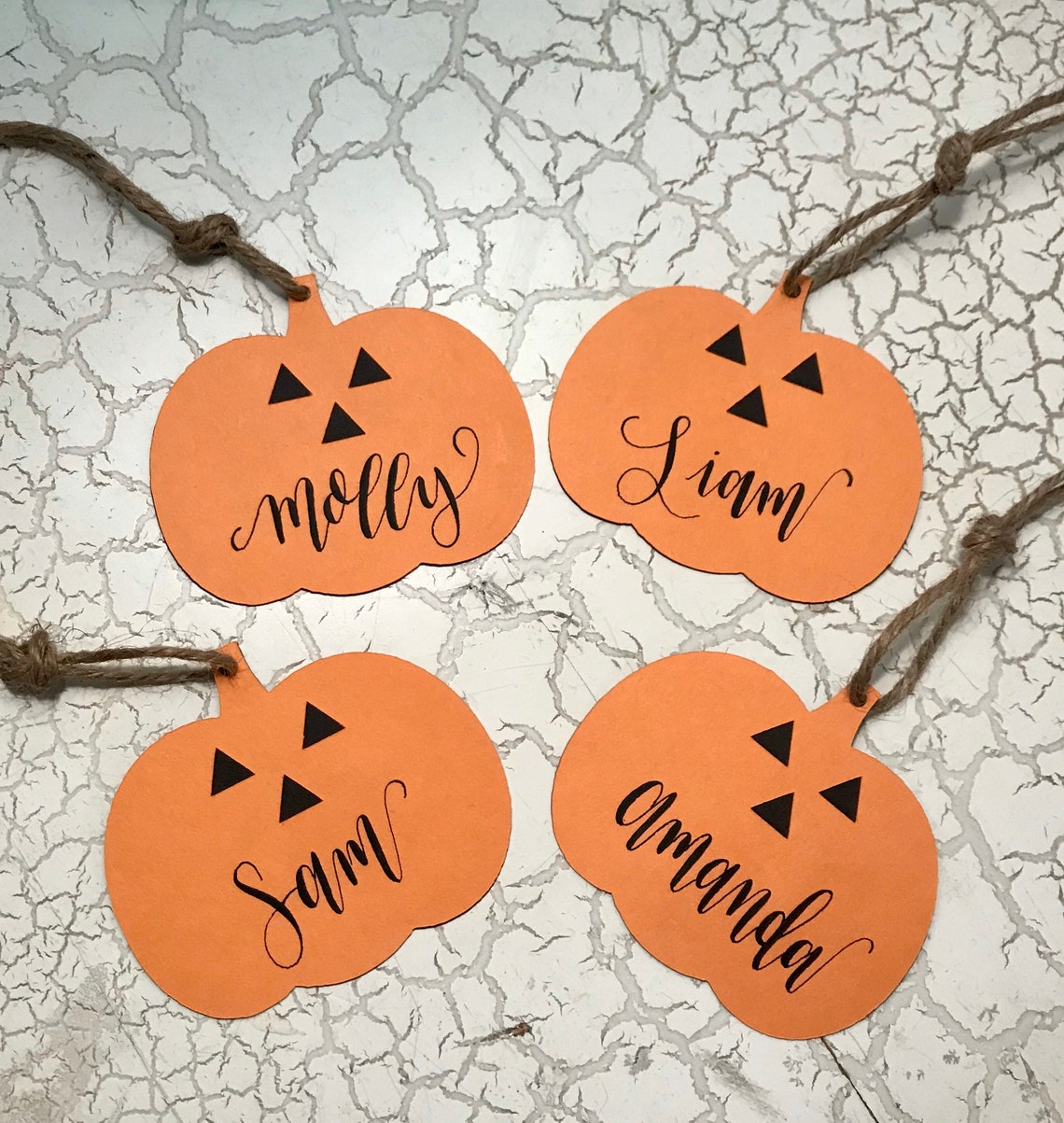 Custom Calligraphy Pumpkin/halloween Name Tags | Etsy