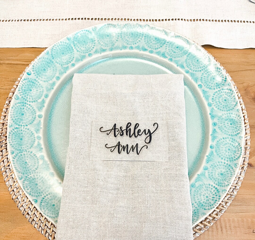 Custom Calligraphy Rectangle Clear Acrylic Place Cards | Name Cards ...