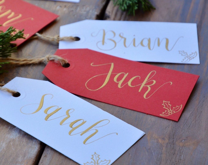 Wedding Place Cards on Handmade Paper With Straight Cut Edges and Gold ...