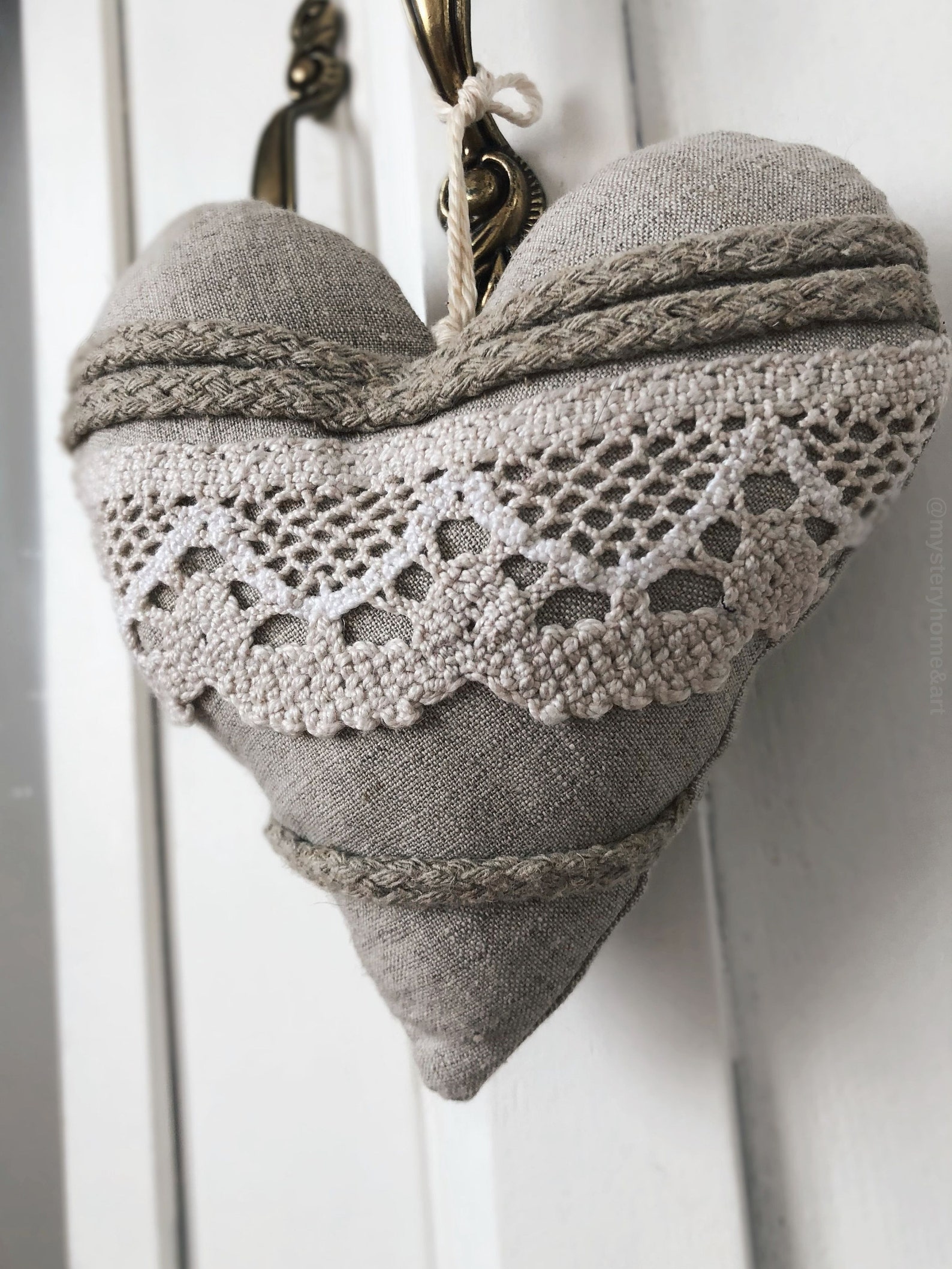 Fabric Hanging Heart, Scandi Style Home Decoration, Big Stuffed Heart ...