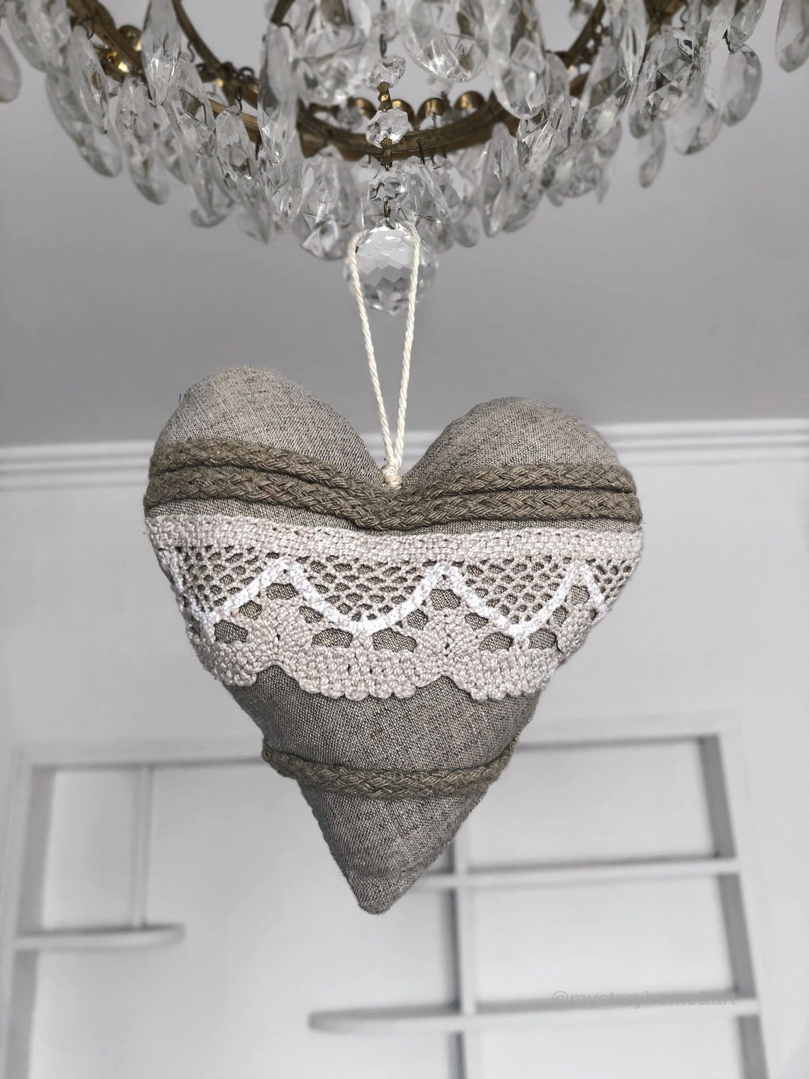 Fabric Hanging Heart, Scandi Style Home Decoration, Big Stuffed Heart ...