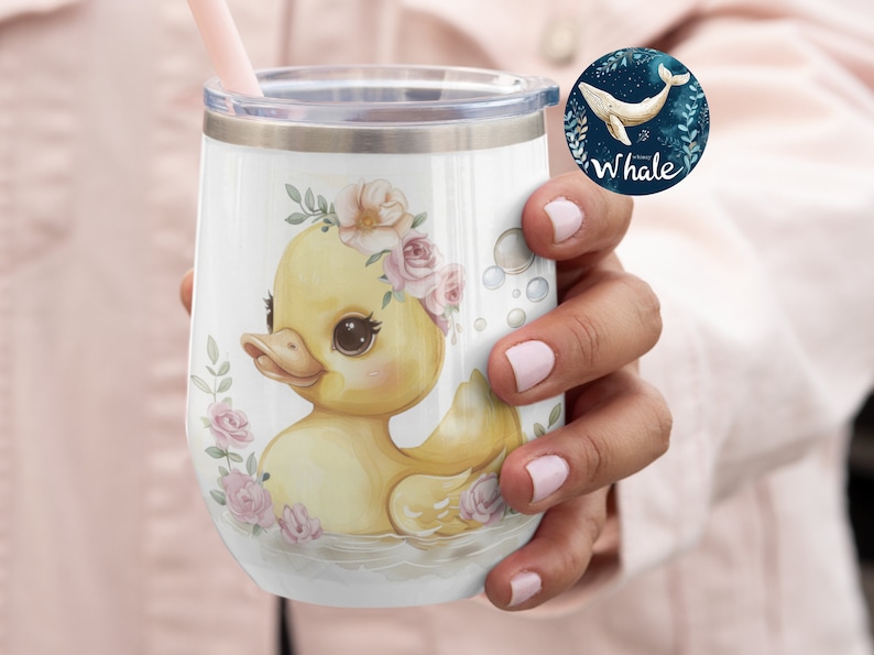 Rubber Duck Bubble Bath Clipart Bundle Watercolor Pink Floral Duck ...