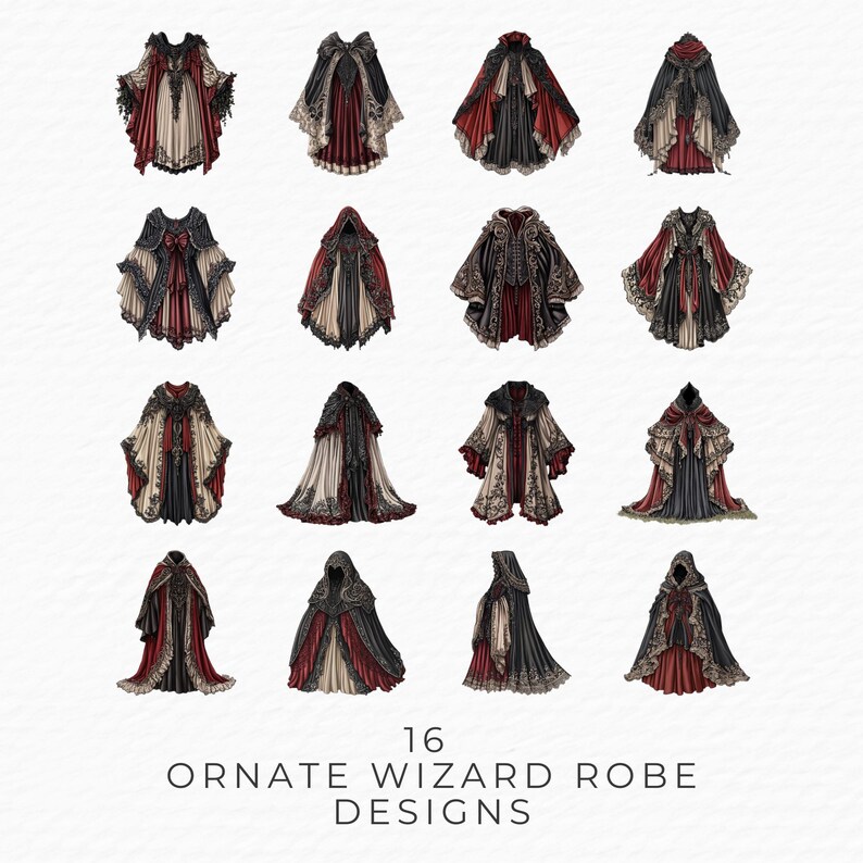Watercolor Wizard Robe Clipart, Fantasy Cloak PNG, Commercial Use ...