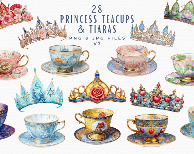 Watercolour Princess Teacup Clipart Tea Time Tea Party PNG Digital ...