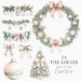 Watercolor Christmas Clipart Bundle, Pink Bow Garland, Fir Swag Wreath ...