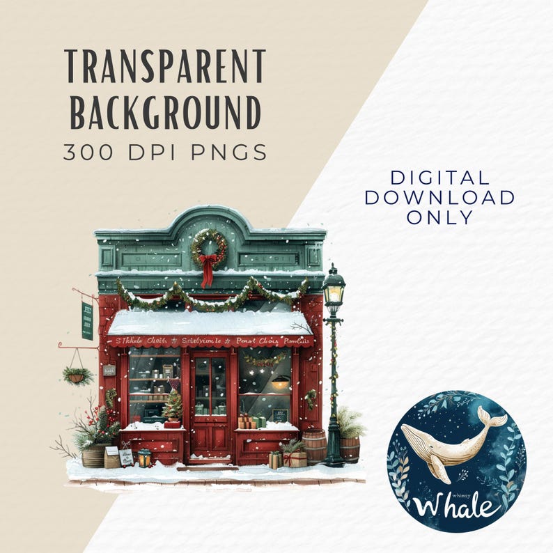 Christmas Storefront Clipart Bundle 12 Cute Winter Christmas Shop Clip ...