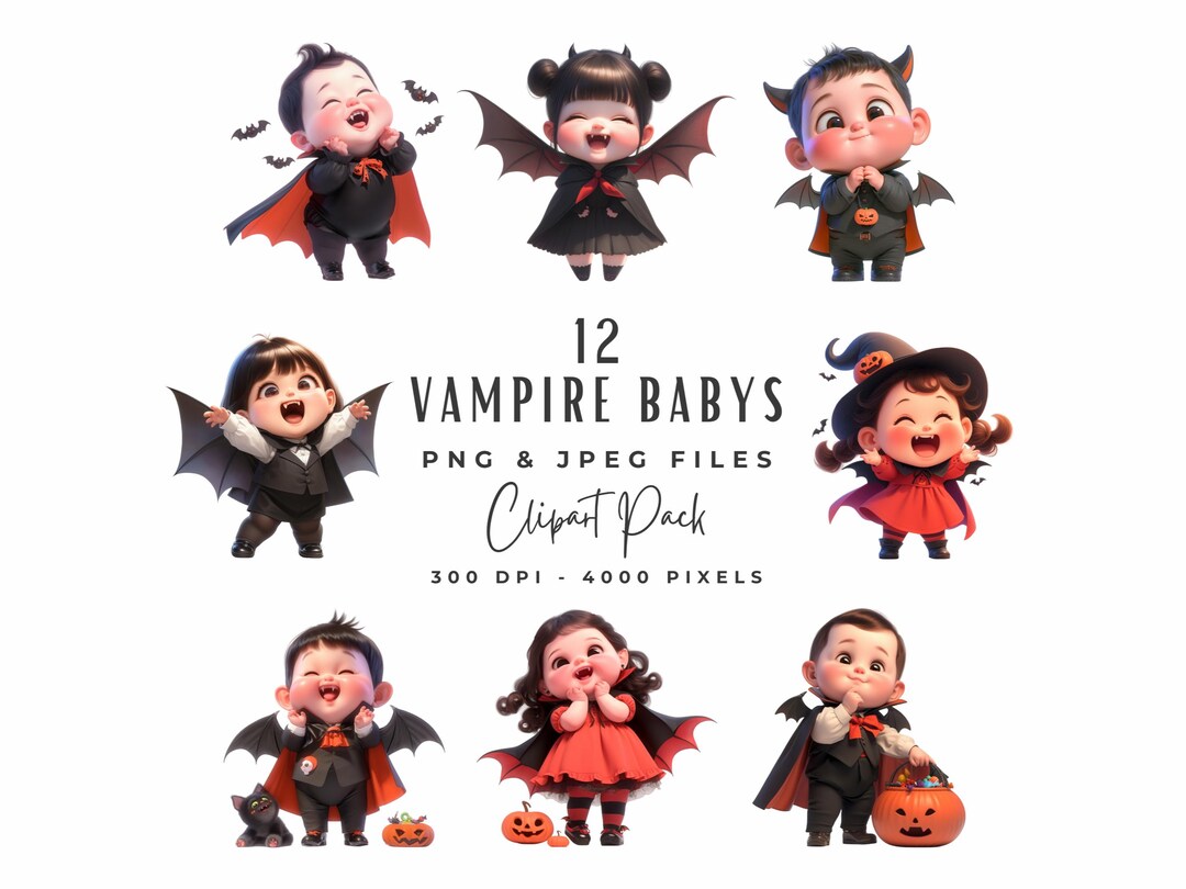 Clipart Halloween Baby Vampire PNG Bundle, My First Halloween Boy ...