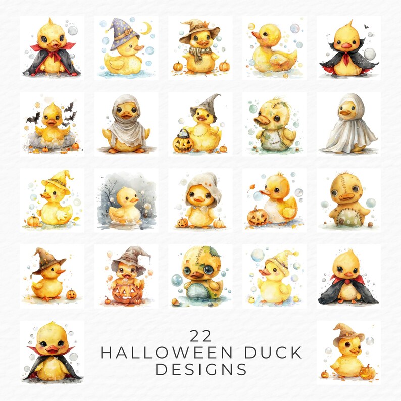 Halloween Rubber Duck Clipart | Watercolor Baby Shower PNG Bundle ...