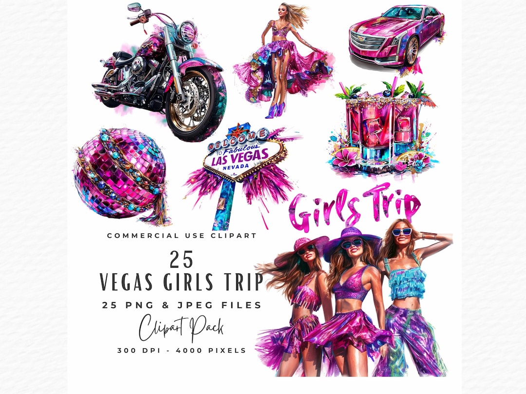 Las Vegas Girls Trip Clipart Bundle | Summer Holiday Watercolor ...