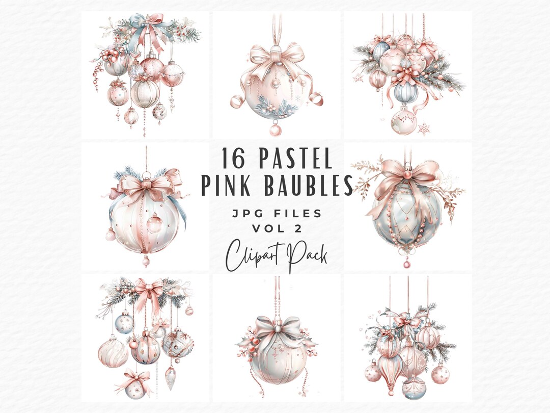 Christmas Bauble Clipart Bundle, 16 Whimsical Winter Holiday Watercolor ...