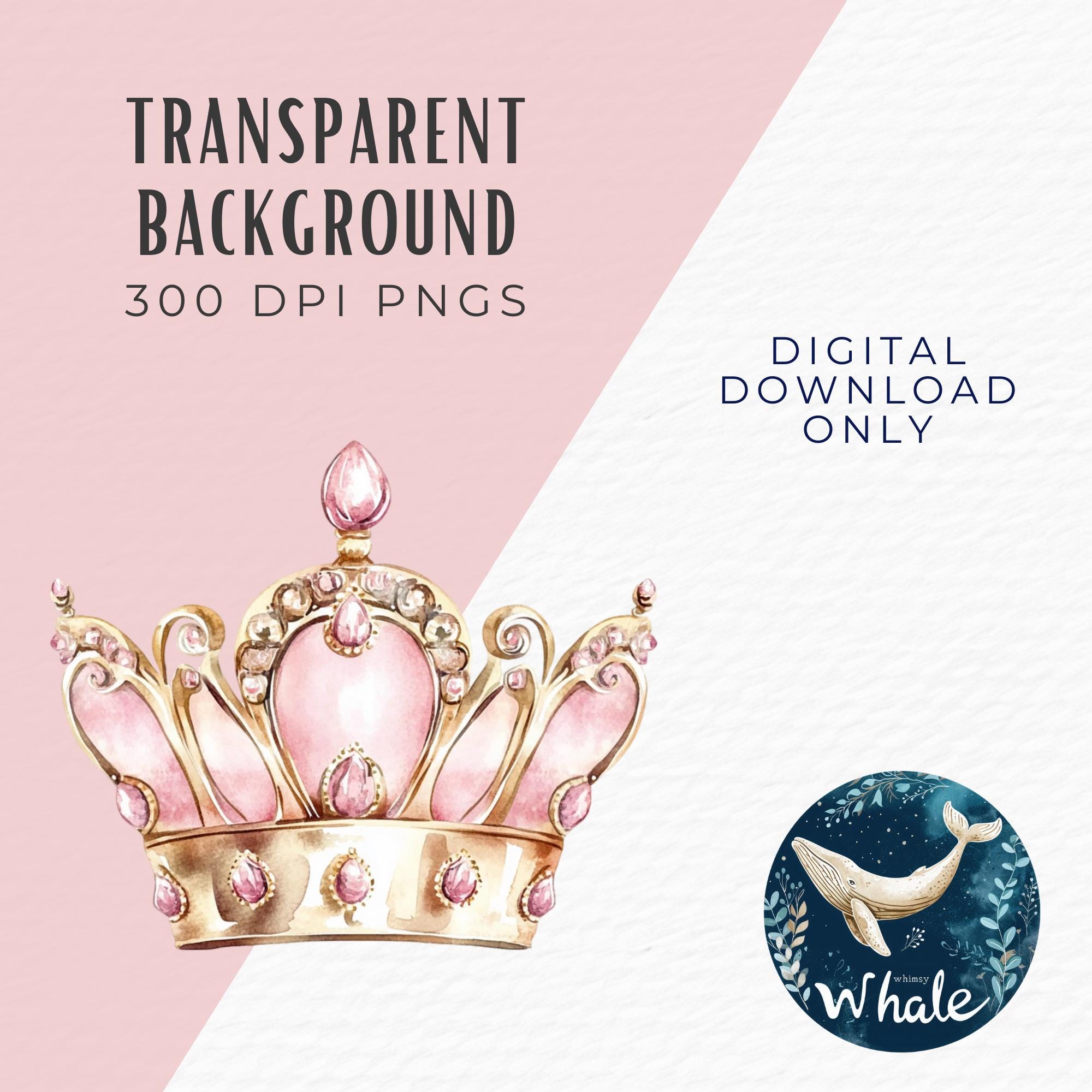 Watercolor Pink Gold Tiara Crown Clipart, Princess Collection (digital ...