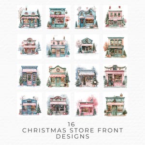 Christmas Storefront Clipart Bundle | 16 Cute Winter Christmas Shop ...