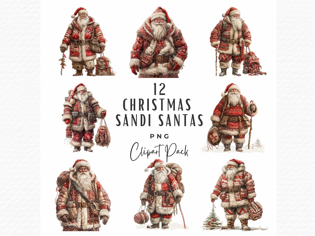 Scandi Santa Clipart Bundle | Watercolor Scandinavian Gnome Christmas ...