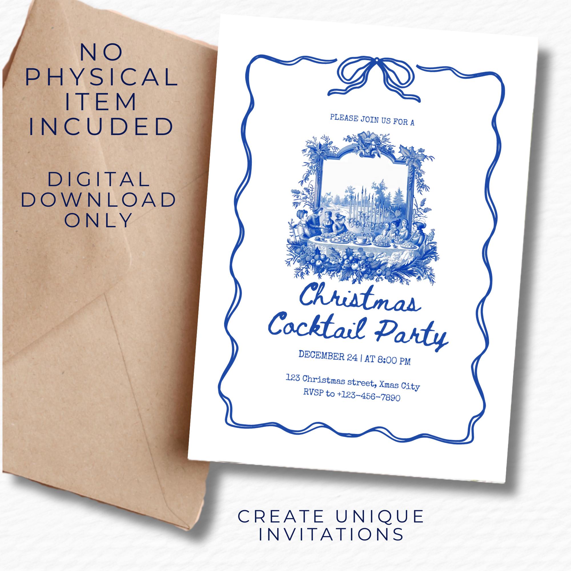 Christmas Toile Clipart: Vintage Blue & White Holiday Designs (digital ...