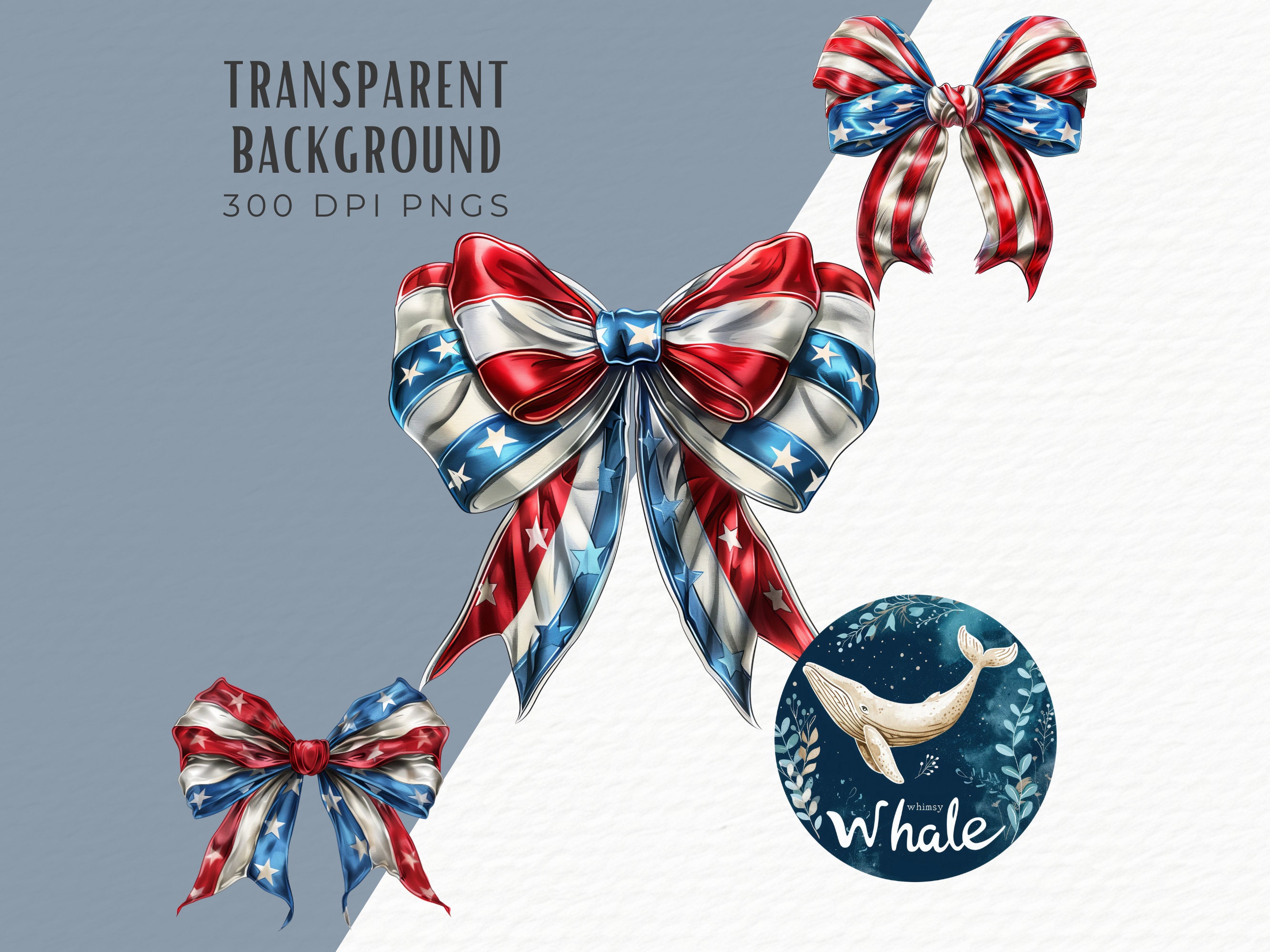 4th of July Coquette Bow Clipart, 16 Independence Day Girly Aesthetic ...