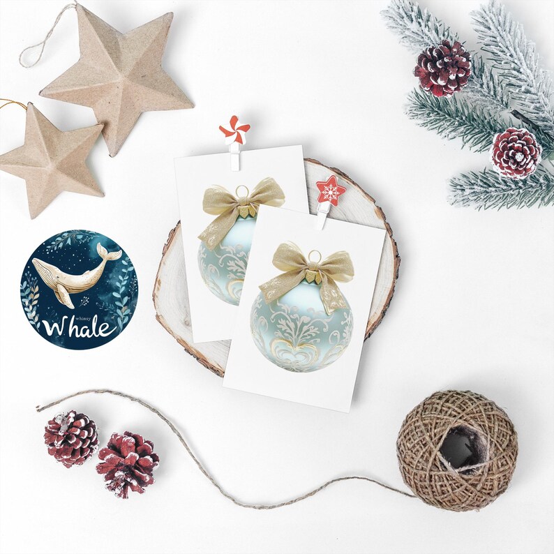 Rococo Christmas Clipart Bundle, 15 Cute Blue & Gold Rococo Christmas ...