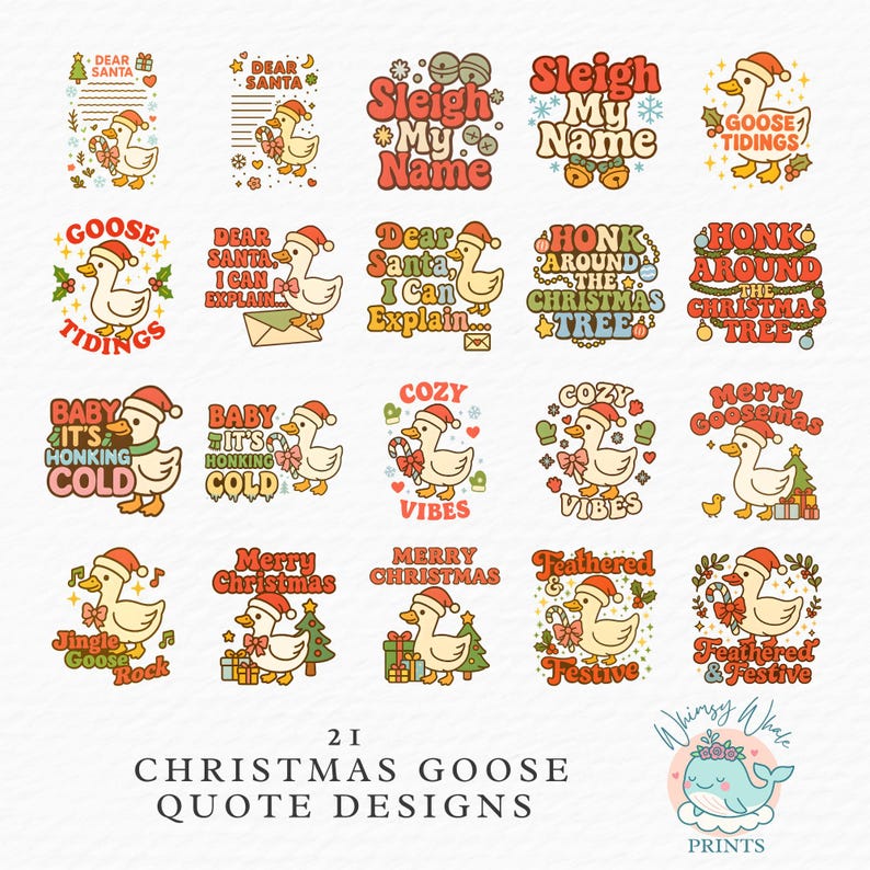 Christmas Goose Clipart Bundle: Funny Holiday PNG Illustrations ...