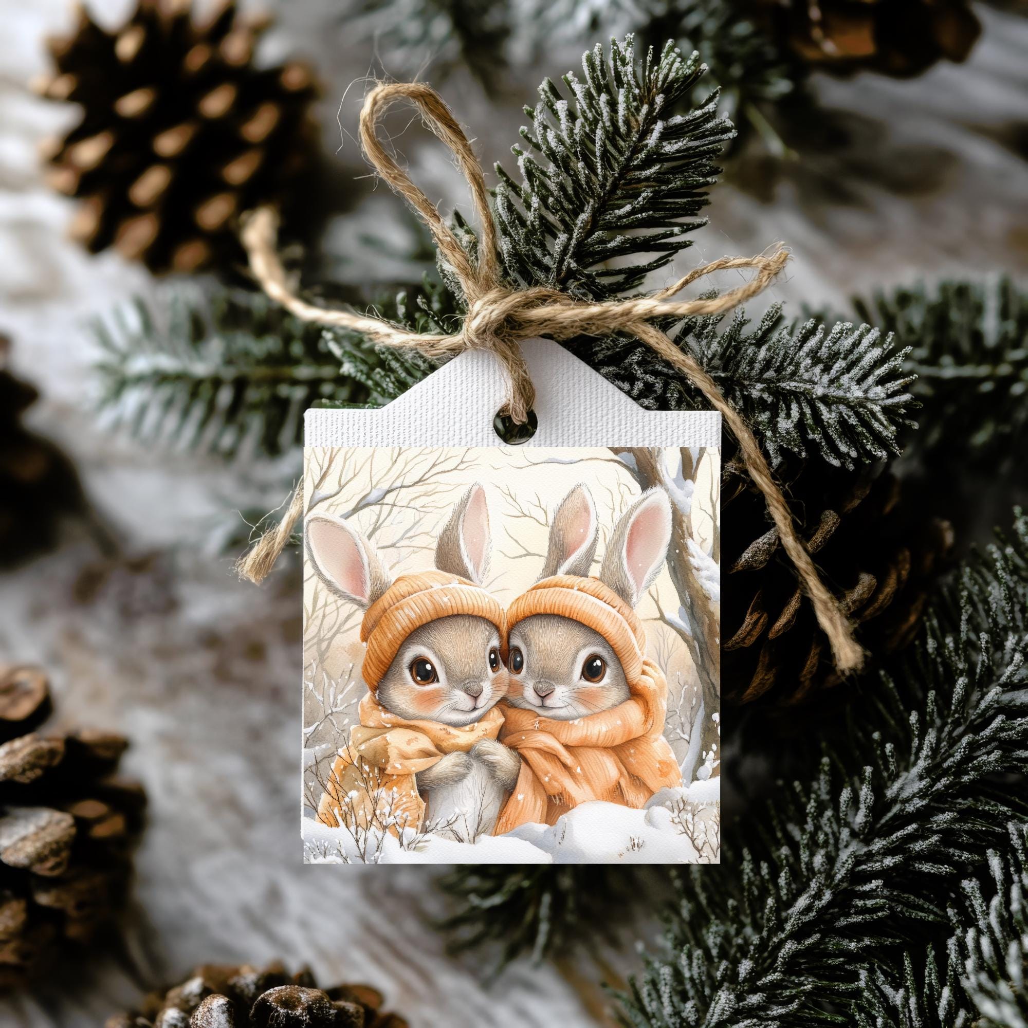 Winter Rabbit Clipart Bundle, 12 Cute Whimsical Watercolor Christmas ...