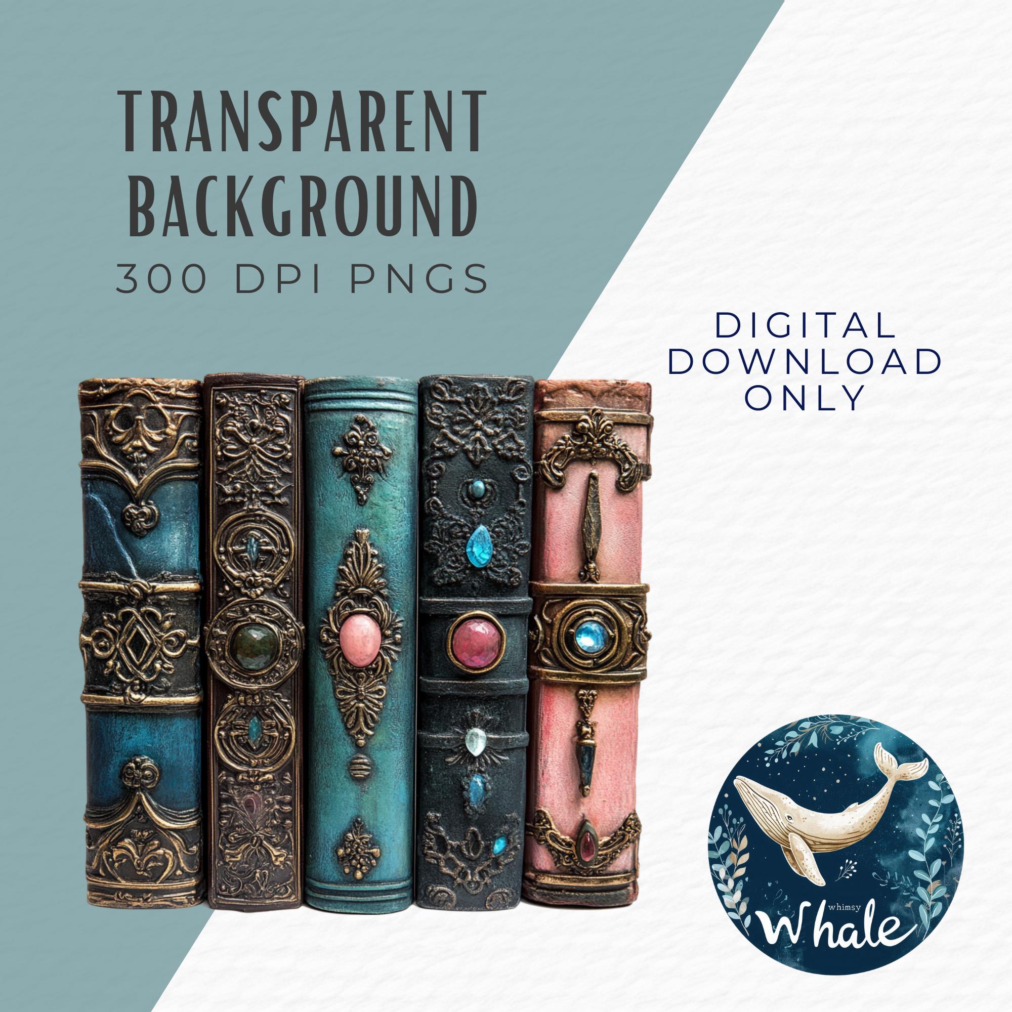 Love Spell Grimoire Book Spine Clipart, 46 Watercolour Vintage Ornate ...