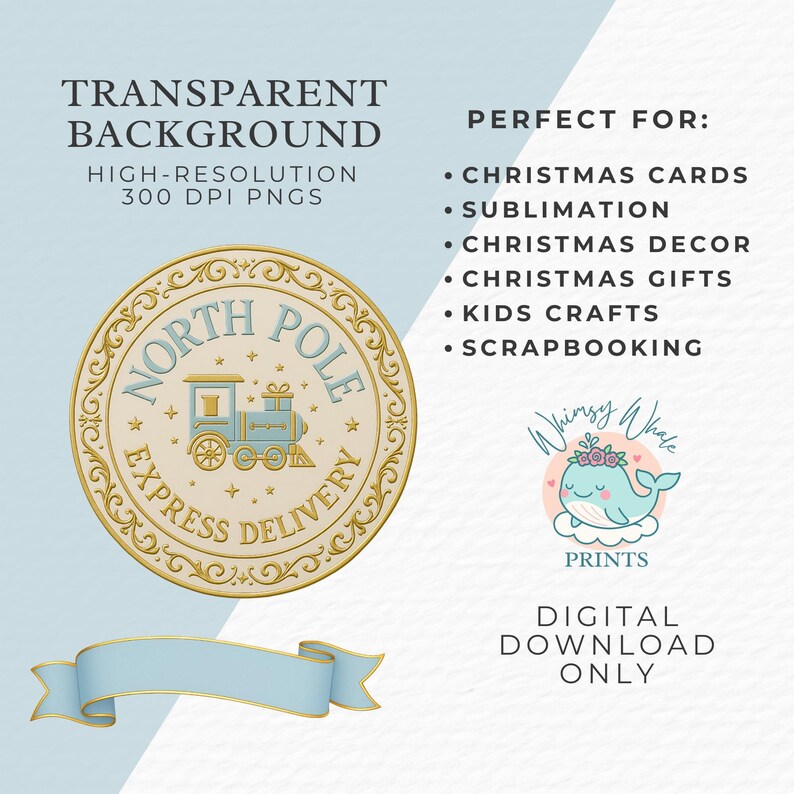 Blue & Gold Christmas Clipart: North Pole Express (digital Download) - Etsy