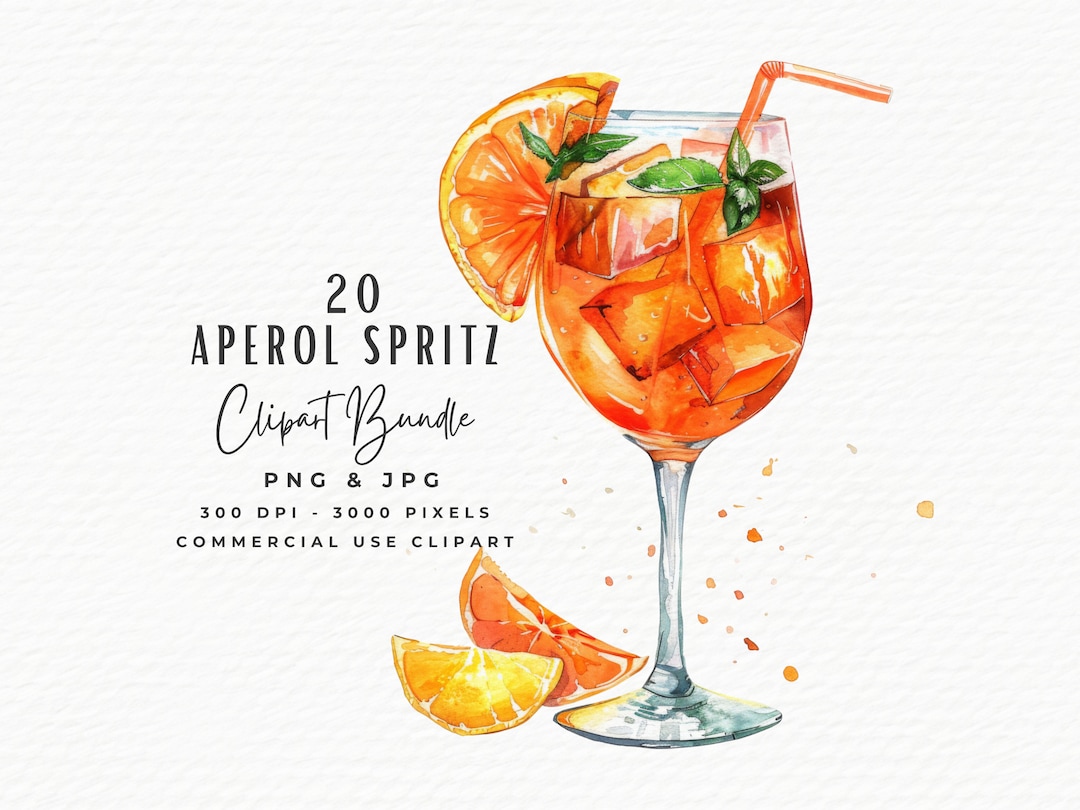20 Aperol Spritz Clipart | Watercolor Cocktails PNG Clipart ...