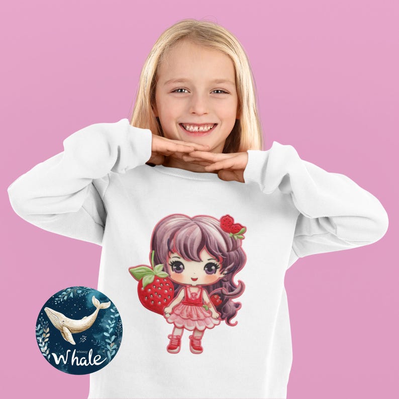 Cute Strawberry Baby Girl Clipart Bundle, Embroidered Cute Strawberry ...