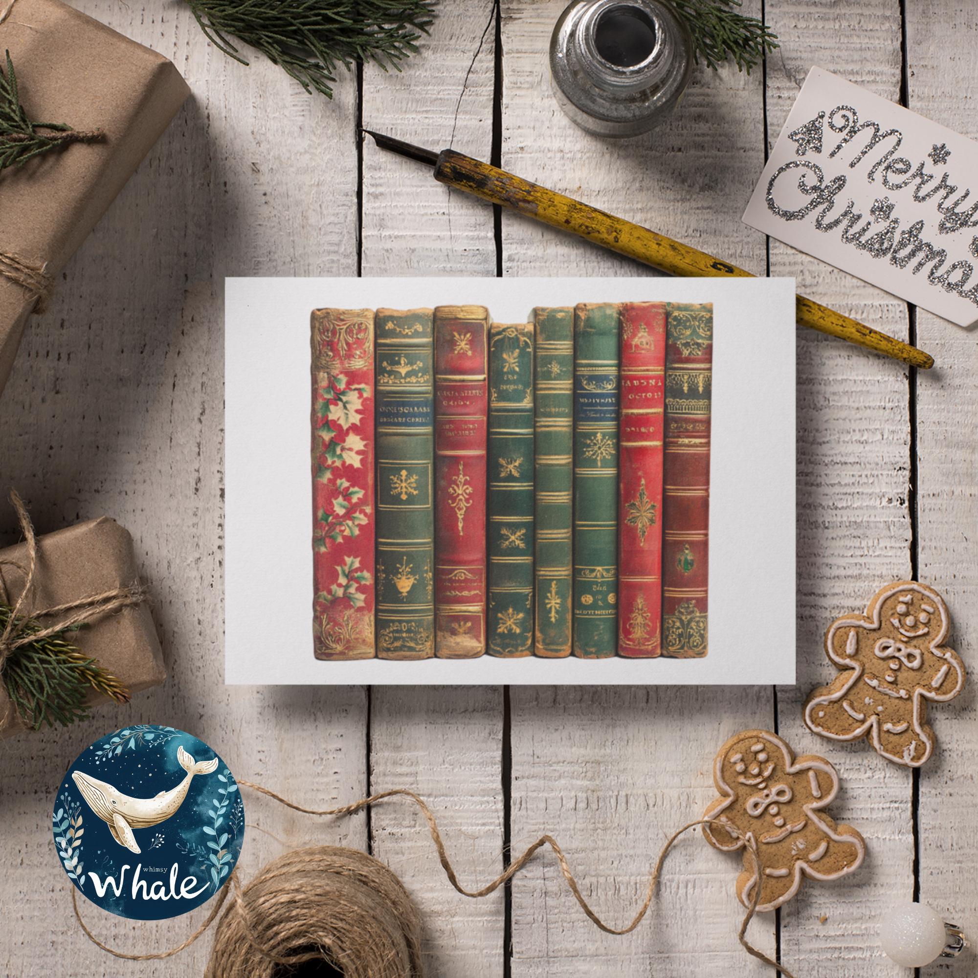 Christmas Book Spine Clipart Bundle, 20 Watercolor Ornate Vintage Gold ...