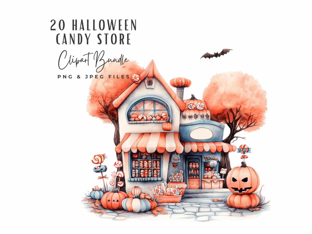 Halloween Candy Shop Clipart | Digital Download | 20 Cute Halloween ...