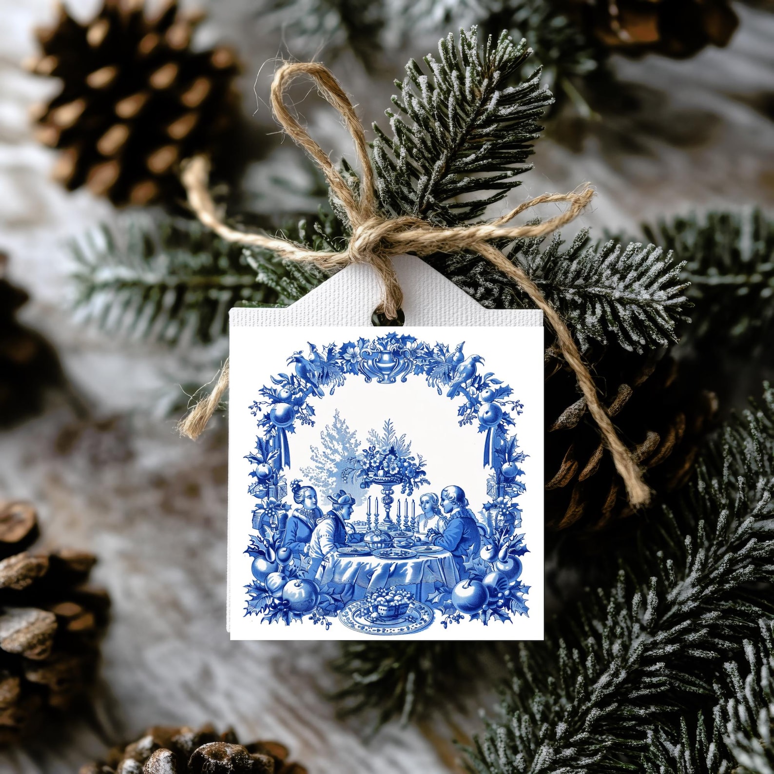 Christmas Toile Clipart: Vintage Blue & White Holiday Designs (digital ...