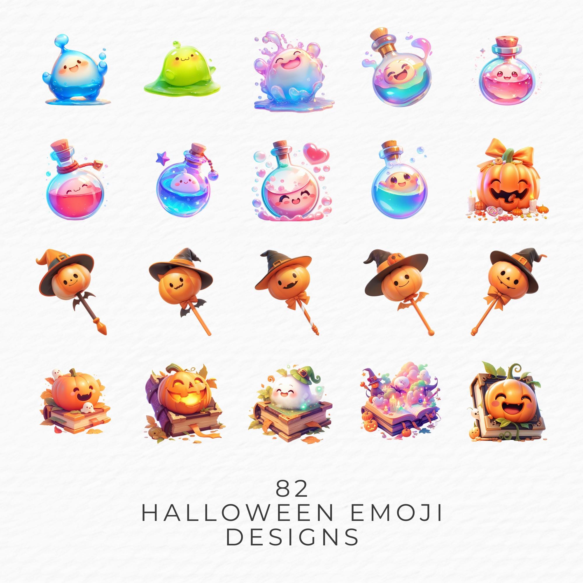 Quirky Halloween Emojis Clipart Bundle, Digital Download, Commercial ...
