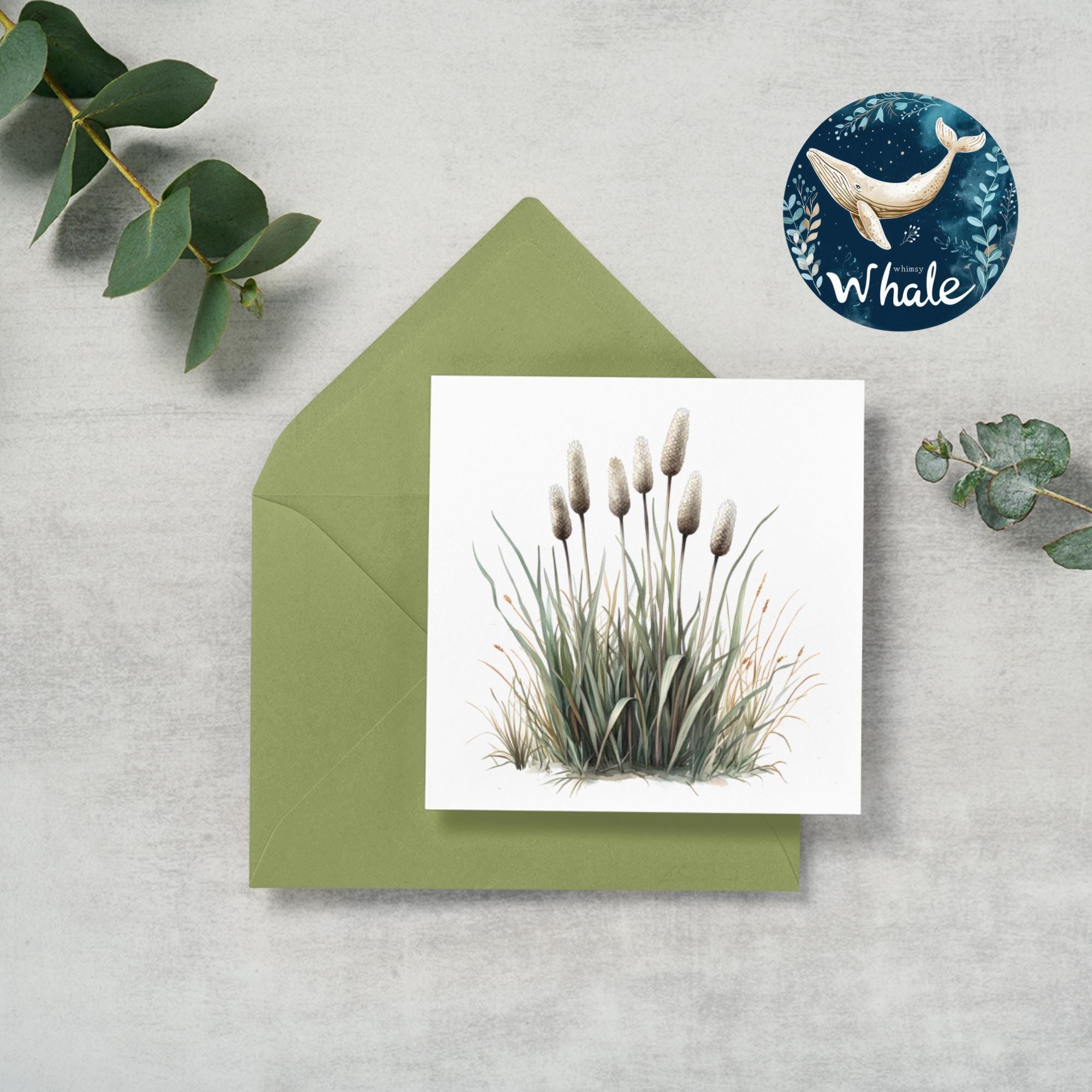 Cattail Grass Clipart | Watercolor Bulrush, Marsh Reed (digital ...