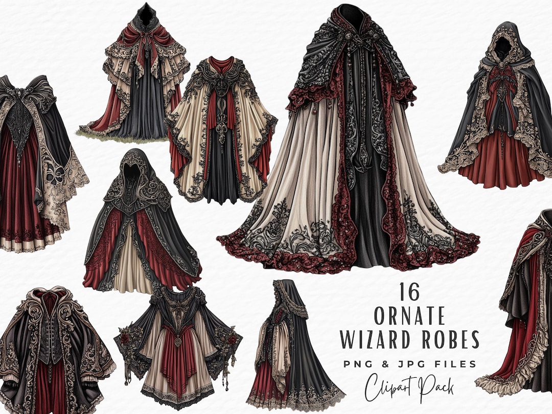 Watercolor Wizard Robe Clipart, Fantasy Cloak PNG, Commercial Use ...