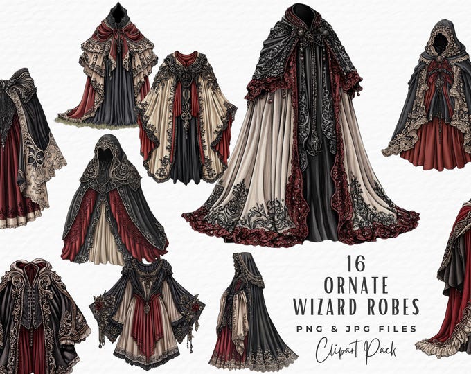 Wizard Robes Clipart Magic Cloak PNG Cosplay Robe Clipart Digital ...
