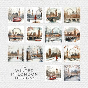 Clipart Winter in London | Watercolour Winter Wonderland Christmas in ...