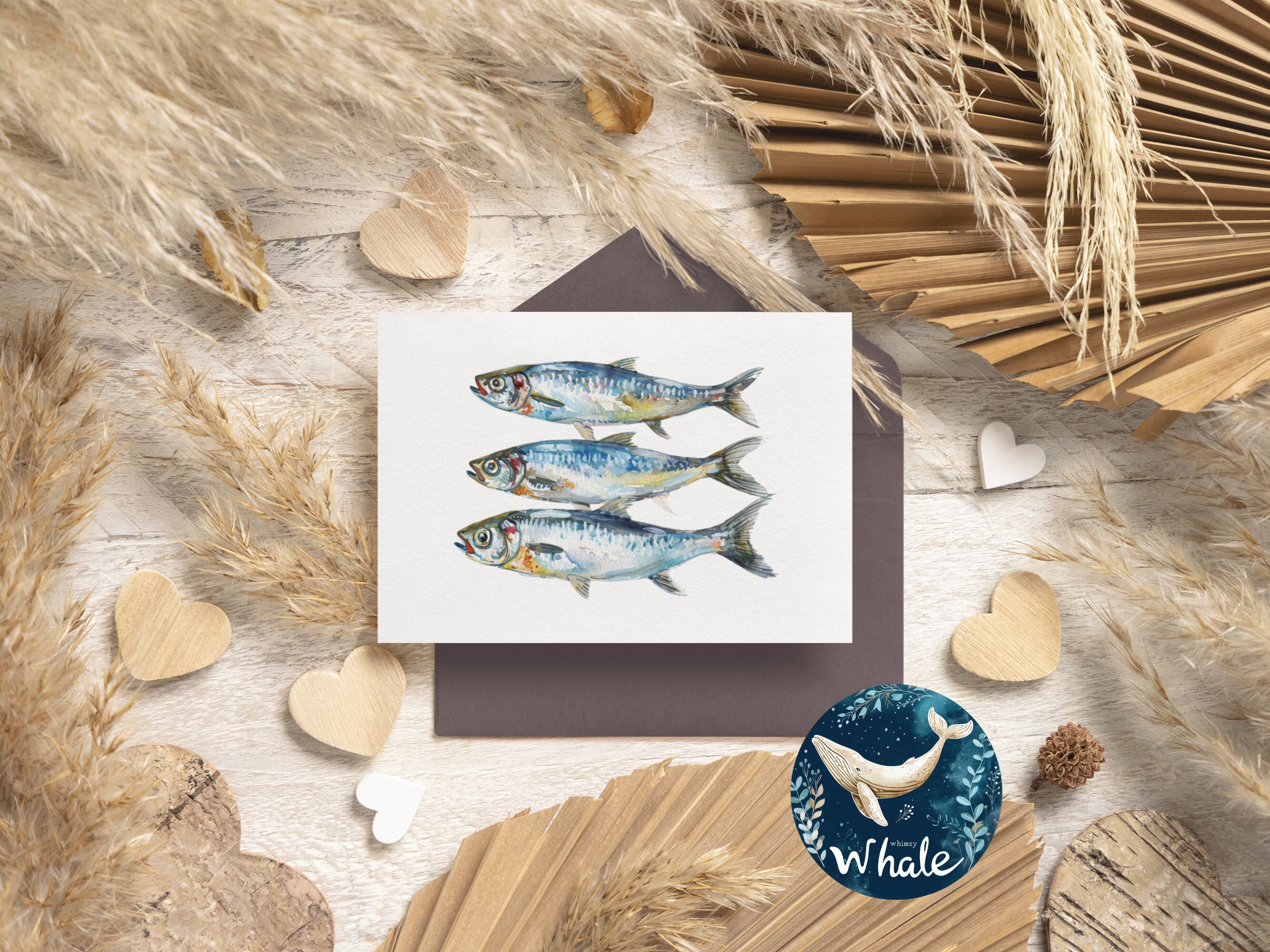 Sardine Clipart Bundle, 31 Watercolor Sardine Tin Fish Digital Download ...