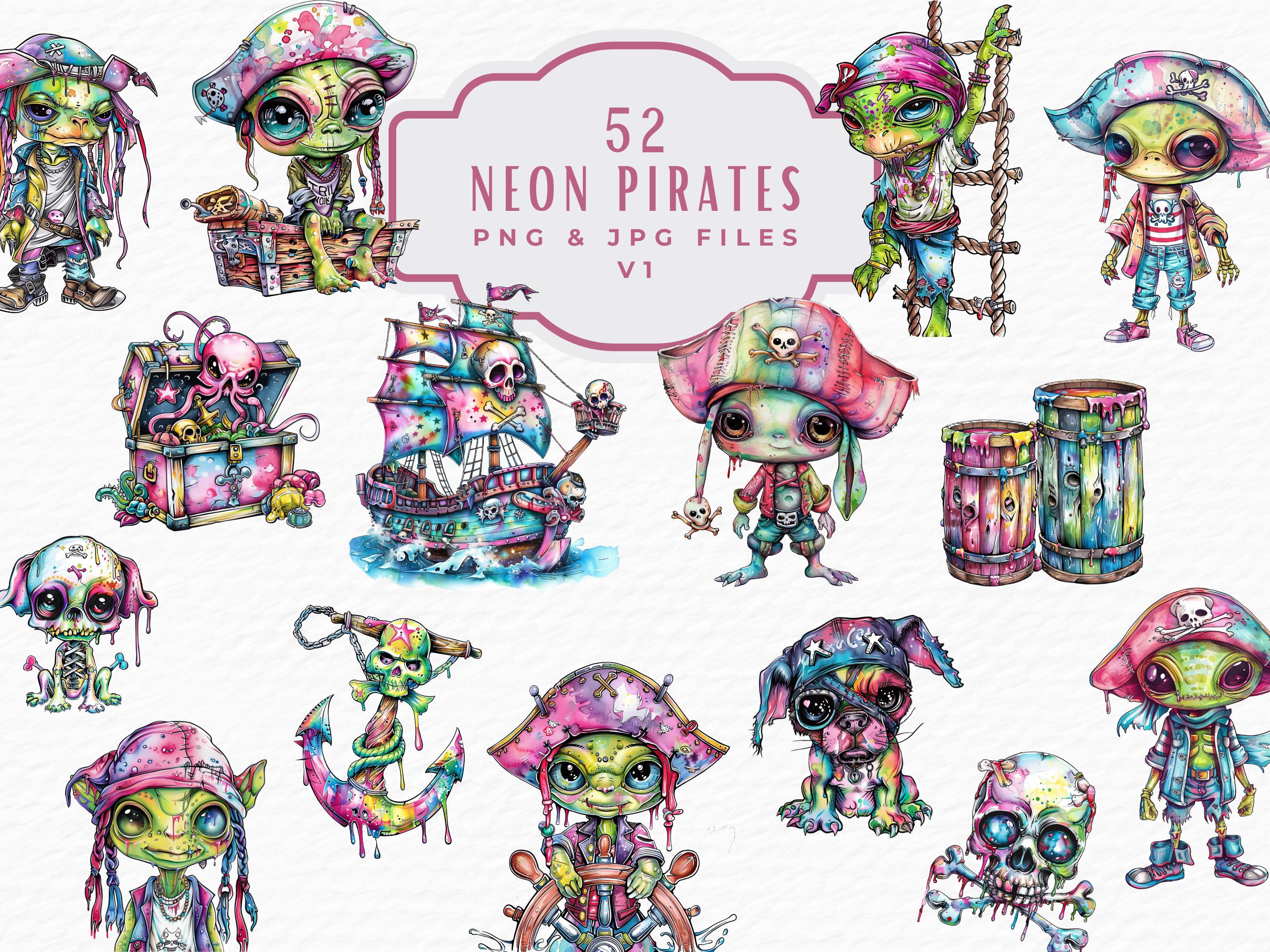Watercolor Pirate Clipart Set, Cute Pirate Ship Illustrations, Treasure ...