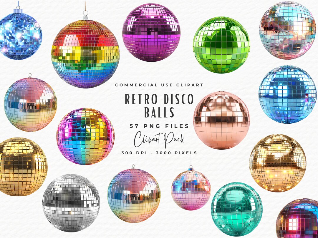 57 Disco Ball Clipart Bundle | Retro Mirror Ball PNG Digital Download ...