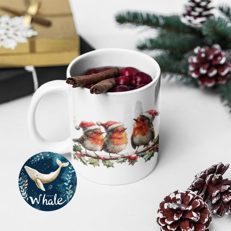 Christmas Robin Clipart Bundle Watercolor Winter Holiday Cute Robin ...