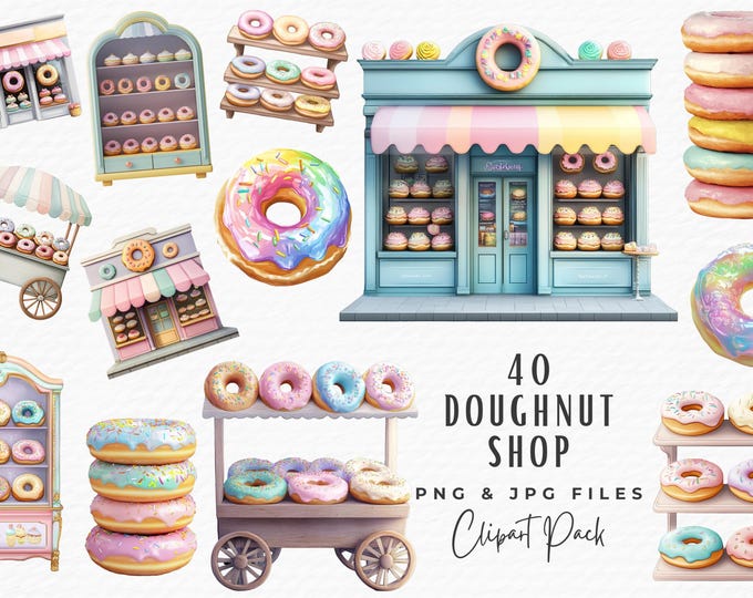 Donut Shop Clipart | Watercolor Donut PNG | Baking Clipart Bundle ...