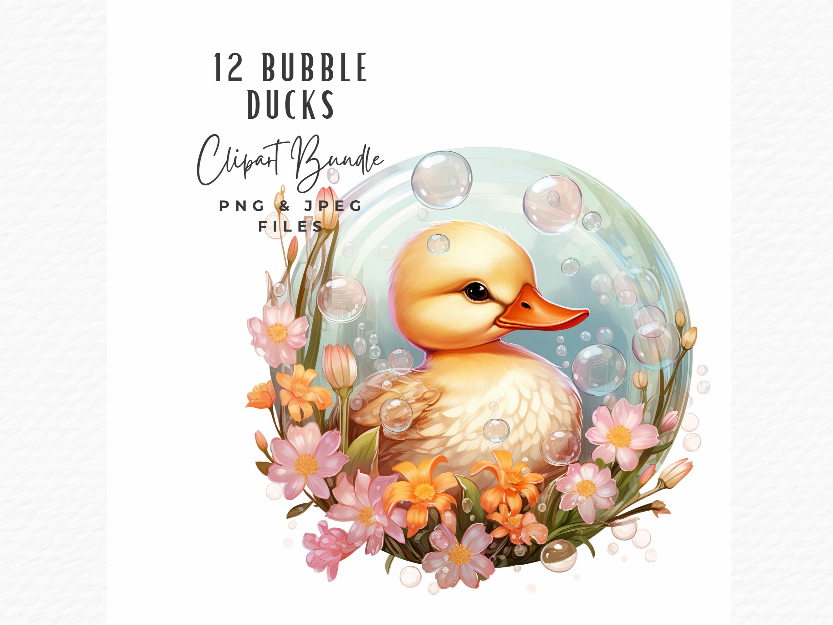 Rubber Duck Bubble Bath Clipart Bundle | Watercolor Bubble Duck Clipart ...
