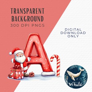 Christmas Alphabet and Numbers Clipart, 36 Watercolor Red Christmas ...