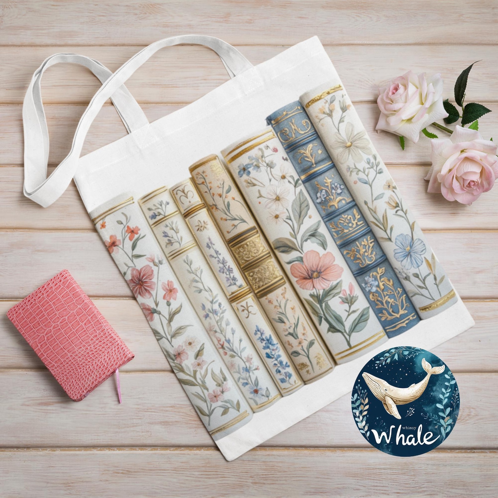 Floral Book Spine Clipart: Vintage Flower PNG (digital Download) - Etsy