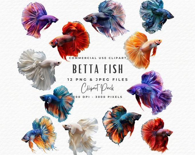 32 Watercolor Betta Fish PNG Clipart, Classics, Antique, Printable ...