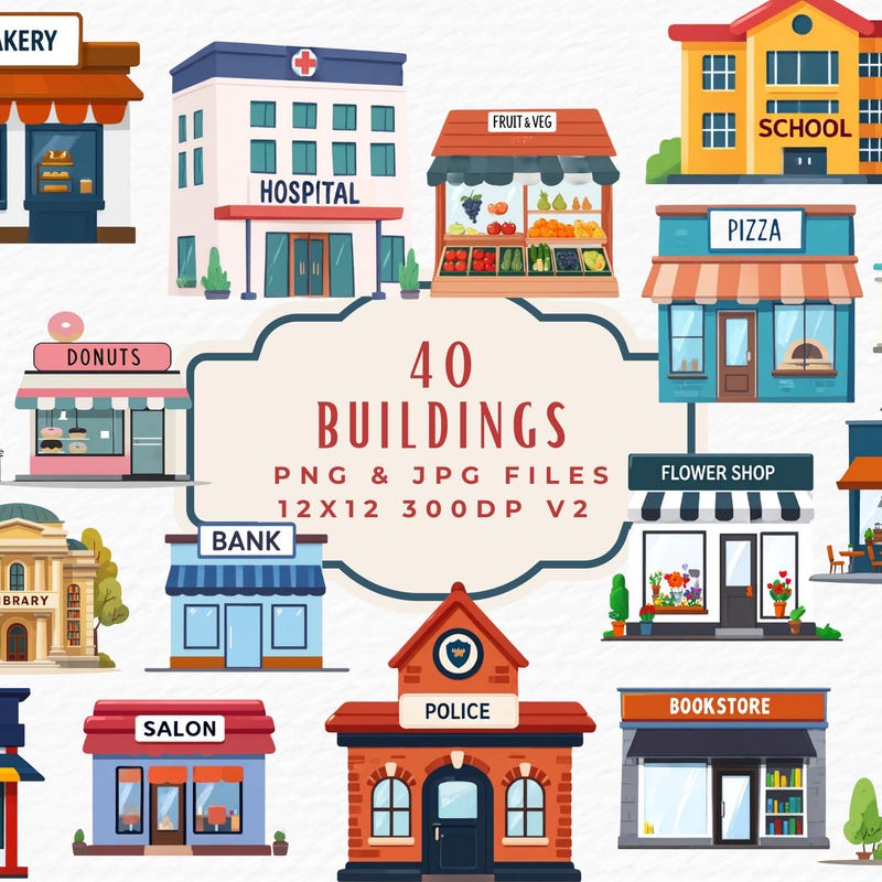 Building Clip Art - Etsy