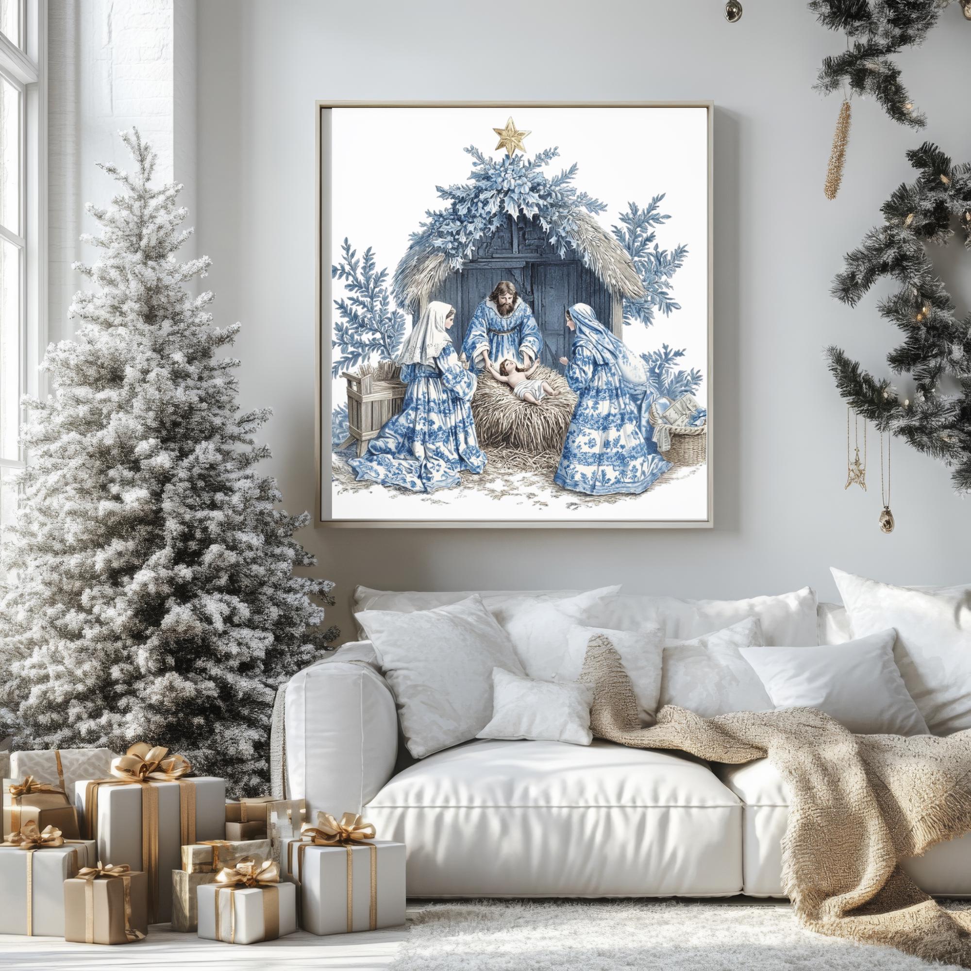 Christmas Toile Clipart, 28 Vintage Holiday Chinoiserie Blue & White ...